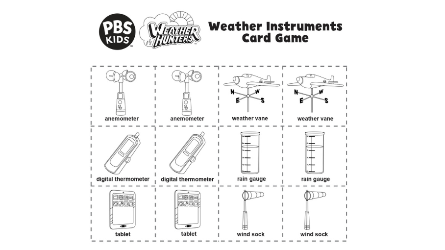 Weather Instruments Card Game | Kids Coloring Pages | PBS KIDS for Parents